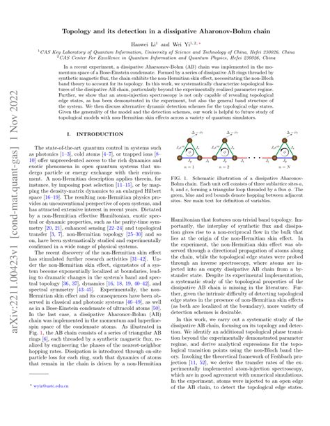 Pdf Topology And Its Detection In A Dissipative Aharonov Bohm Chain