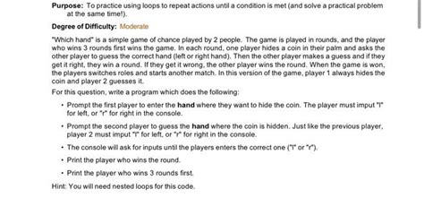Solved Purpose To Practice Using Loops To Repeat Actions