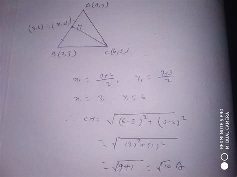5 If A 4 9 B 2 3 And C 6 5 Are The Vertices Of Delta A B C Then