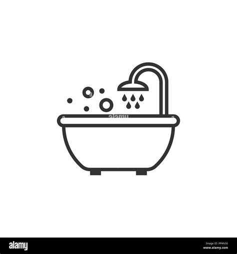 Vasca Da Bagno Doccia Icona In Stile Appartamento Bagno Igiene Illustrazione Vettoriale Bianco