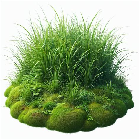 Grass Patch On A White Background Premium Ai Generated Image
