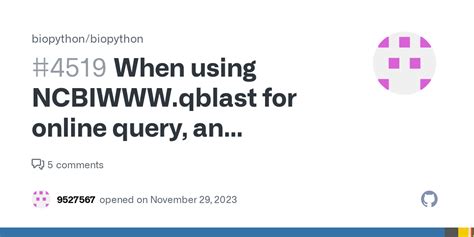 When Using Ncbiqblast For Online Query An Exception Occurred When