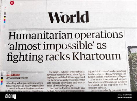 Humanitarian Operations Almost Impossible As Fighting Racks Khartoum