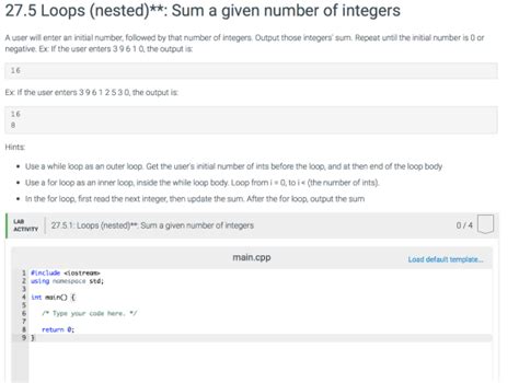 C Please 275 Loops Nested Sum A Given Number Of Integers A User