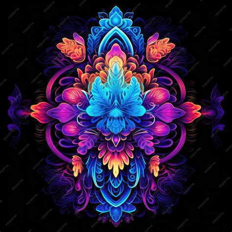 Premium Ai Image Illustration Of Neon Psychedelic Mandala Wallpaper