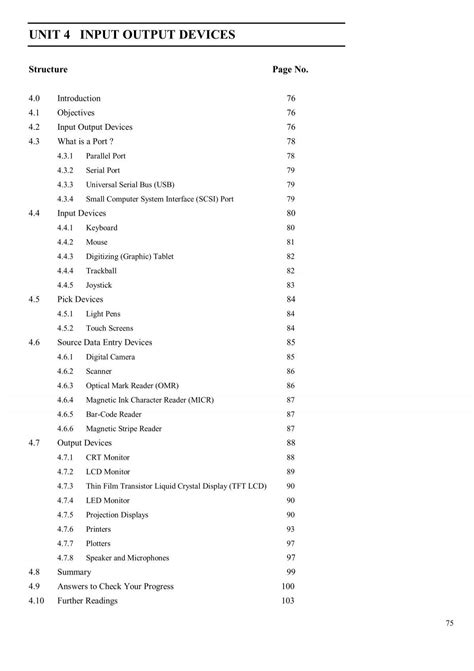 Unit â 4 Input Output Devices Ignou