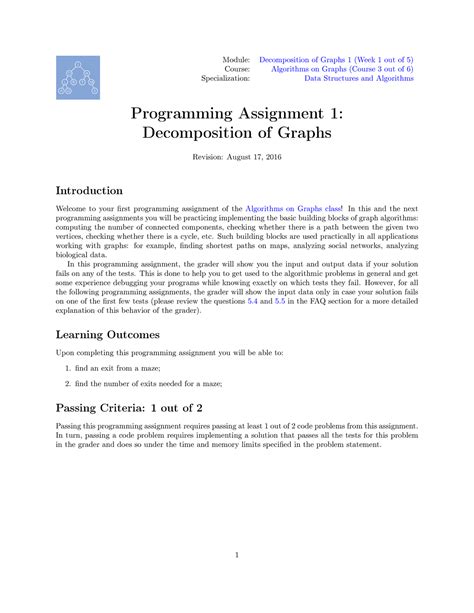 Graph Decomposition Problems 1 Module Course Specialization Decomposition Of Graphs 1 Week