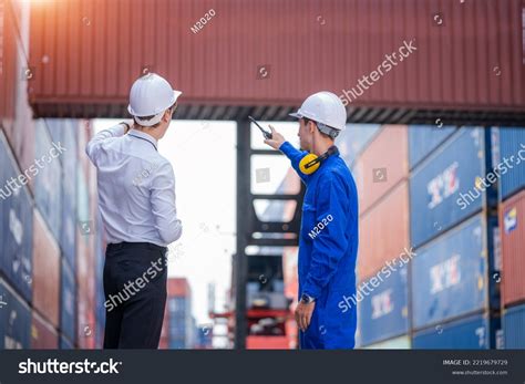 Engineer Container Cargo Worker Working Checking Stock Photo 2219679729 Shutterstock
