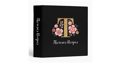 Elegant Monogram Black Gold Script 3 Ring Binder Zazzle