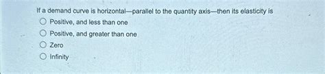 Solved If A Demand Curve Is Horizontal Parallel To The