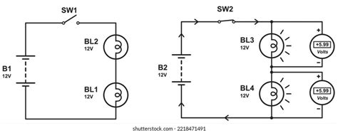 Vector Schematic Diagram Ofelectrical Circuit Lamp Stock Vector Royalty Free 2218471491
