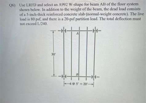 Solved Q6 Use LRFD And Select An A992 W Shape For Beam AB Chegg