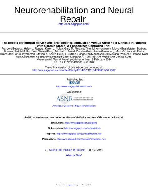 Pdf The Effects Of Peroneal Nerve Functional Electrical Stimulation Versus Ankle Foot Orthosis