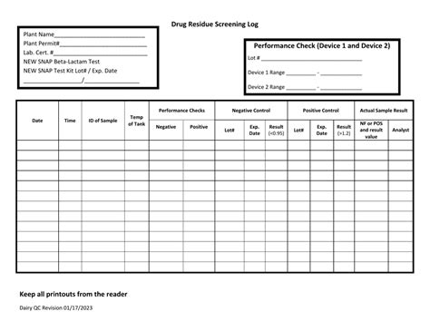 Illinois Drug Residue Screening Log Fill Out Sign Online And