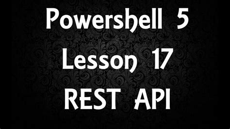 Powershell Lesson REST API YouTube