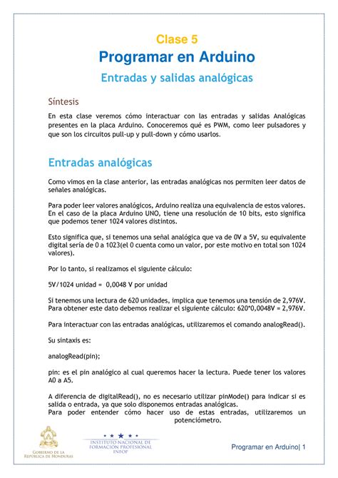 Clase 5 Entradas Y Salidas Analógicas Clase 5 Programar En Arduino Entradas Y Salidas