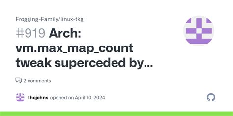 arch vm max map count tweak superceded by config in filesystem 2024 04