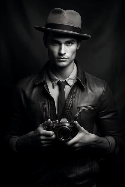 Premium Photo Man Portrait Hyper Realistic Black And White