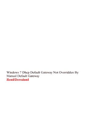 Fillable Online Windows Dhcp Default Gateway Not Overridden By Manual Default Gateway Fax
