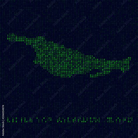 digital little san salvador island logo island symbol in hacker style binary code map of