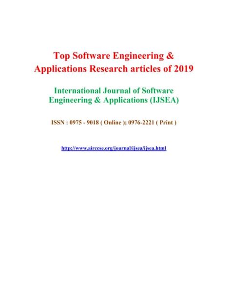 Top Software Engineering And Applications Research Articles Of 2019 Pdf