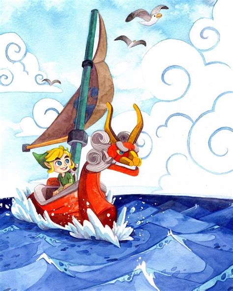 Legend Of Zelda Wind Waker Art Link And The King Of Red Lions At Sea