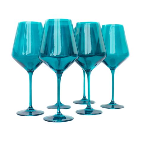 Emerald Green Colored Stemmed Wine Glasses Set Of 6 Stmmd Emrld Grn