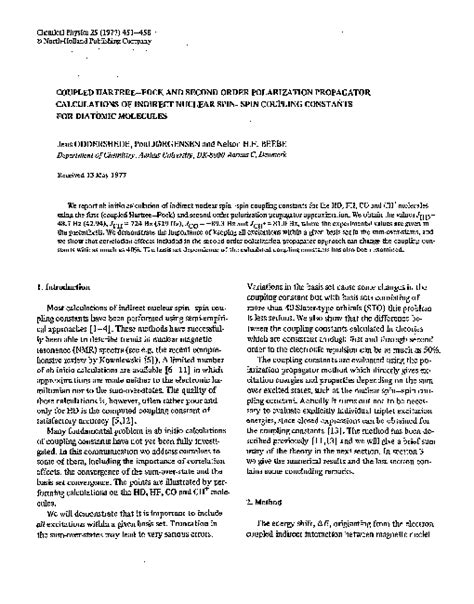 Pdf Coupled Hartree Fock And Second Order Polarization Propagator Calculations Of Indirect