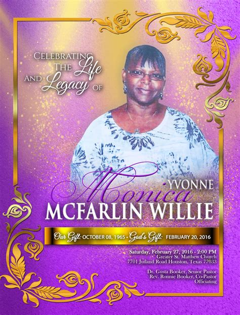 Monica Yvonne Mcfarlin Willie 1965 2016 Our Memories Of You