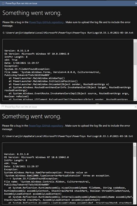 Two Errors When Trying To Launch PowerToys Run From Keyboard Shortcut