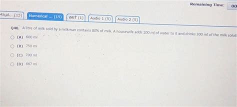 Remaining Time Tical 15 Numerical 15 WET 1 StudyX
