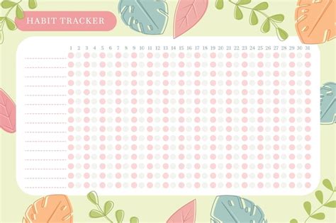 습관 추적기 템플릿 무료 벡터