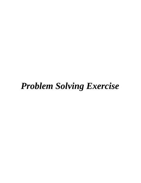 Problem Solving Exercise Assignment Pdf
