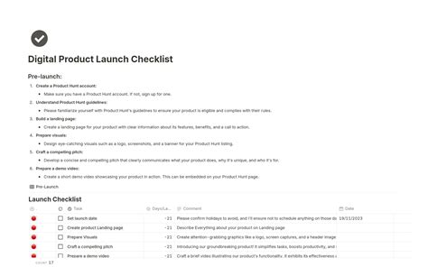Digital Product Launch Checklist Template By Notionxyz Notion Marketplace