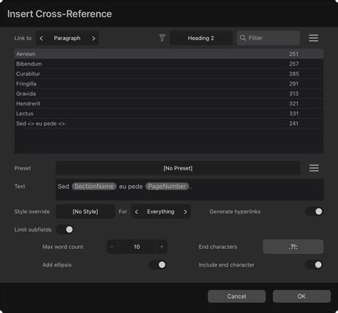 Formatting Cross References