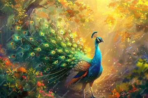 Premium Photo Describe The Regal Dance Of A Peacock Its Iridesce