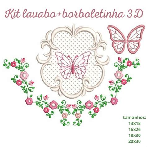 Matriz De Bordado Monograma Floral Borboleta 3d Shop Bazar E Cia