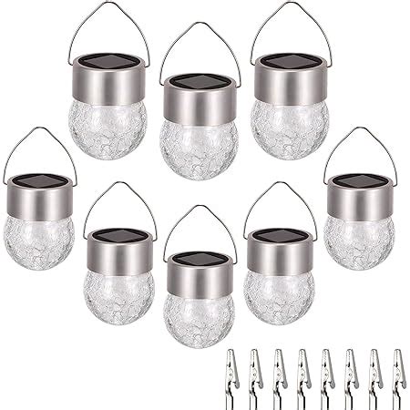 12Pack Hanging Outdoor Solar Lights Decorative Cracked Glass LED Ball