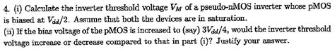 Solved I Calculate The Inverter Threshold Voltage VM Of Chegg