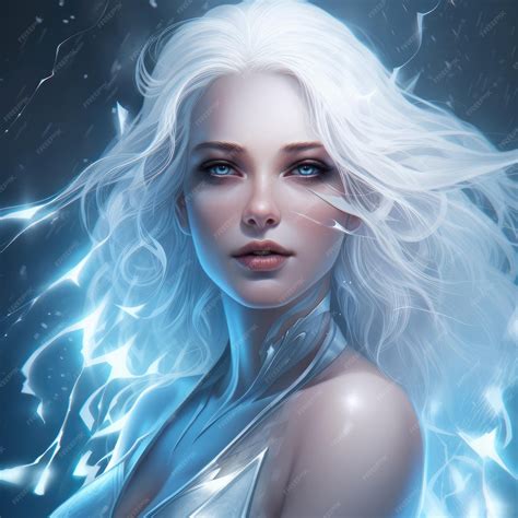 Premium Photo Snow Goddess With White Long Hair Art Generative Ai