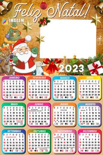 Foto Montagem De Calendário 2023 Png Do Papai Noel Para Colagem De Foto