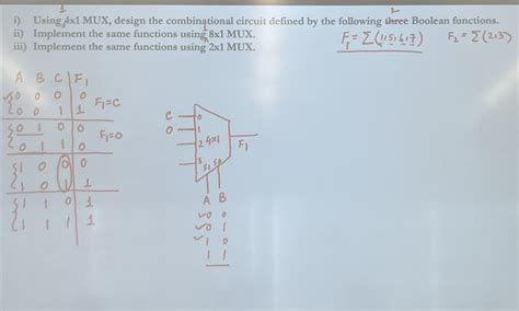 Solved I Using Ax1 MUX Design The Combinational Circuit Chegg