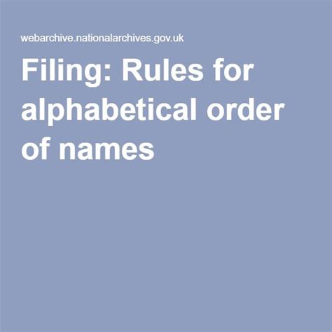 Filing Rules For Alphabetical Order Of Names