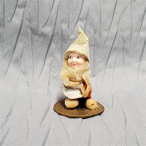 Vintage Spun Cotton Chenille Pixie Elf Ornament Etsy