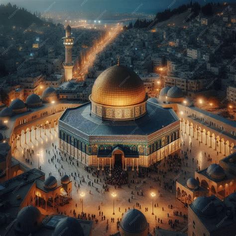 Masjid Al Aqsa Night View Free Download Black Gombuj Palestine Masjid