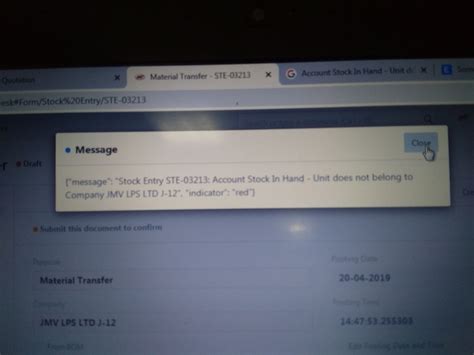 Error In Submitting Stock Entry Stockinventory Frappe Forum