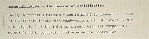 Solved Deserialization Is The Inverse Of