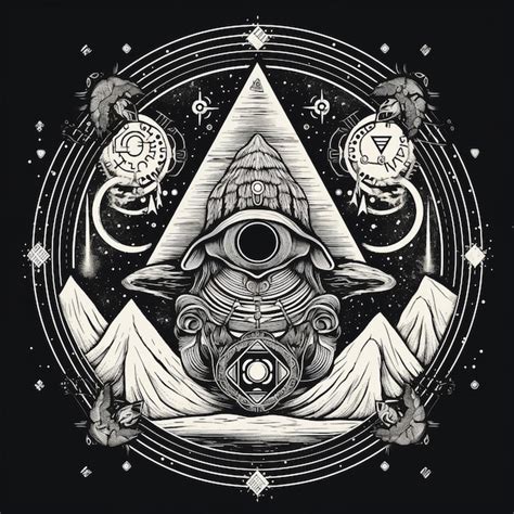 Premium Photo Esoteric Line Art Astrological Symbol On A Black Background