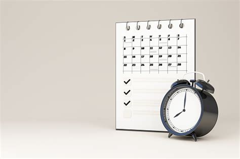 주간 근무일과 휴일 개념은 작업 차트와 흰색 배경에 달력이있는 노란색 시계로 둘러싸여 있습니다 3d 렌더링 도착 출발 시간표에 대한 스톡 사진 및 기타 이미지 Istock