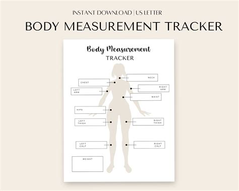 Body Measurements Tracker Printable Body Measurement Chart Weight